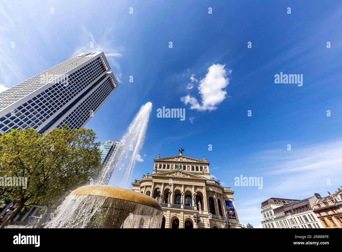Historic Old Opera House on Opernplatz, sight, exterior view, city view ...