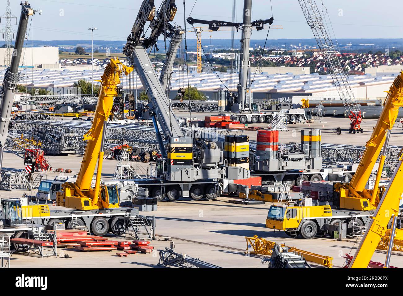 Construction machinery at Liebherr plant, production of mobile crane ...