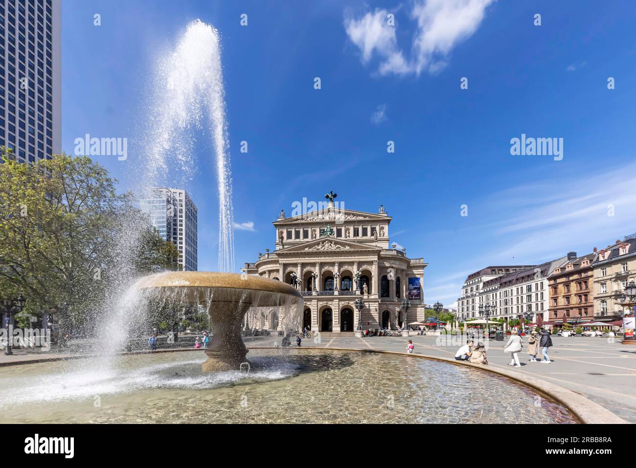Historic Old Opera House on Opernplatz, sight, exterior view, city view ...