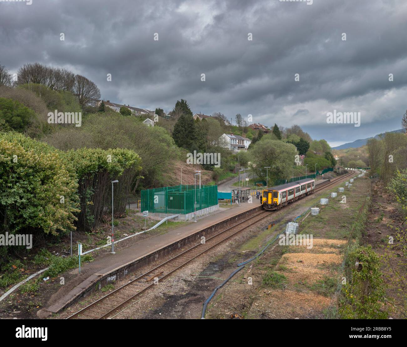 Transport For Wales class 150 sprinter train calling at Dinas Rhondda ...
