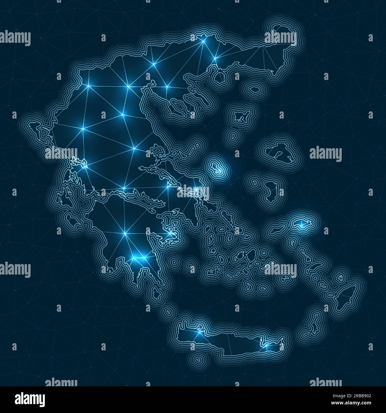 Greece network map. Abstract geometric map of the country. Digital ...