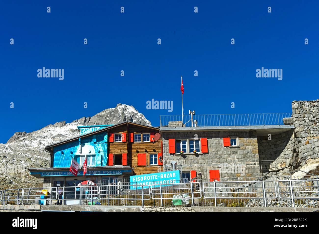 Entrance to the ice grotto in the Rhone Glacier, Furka Pass, Belvedere ...