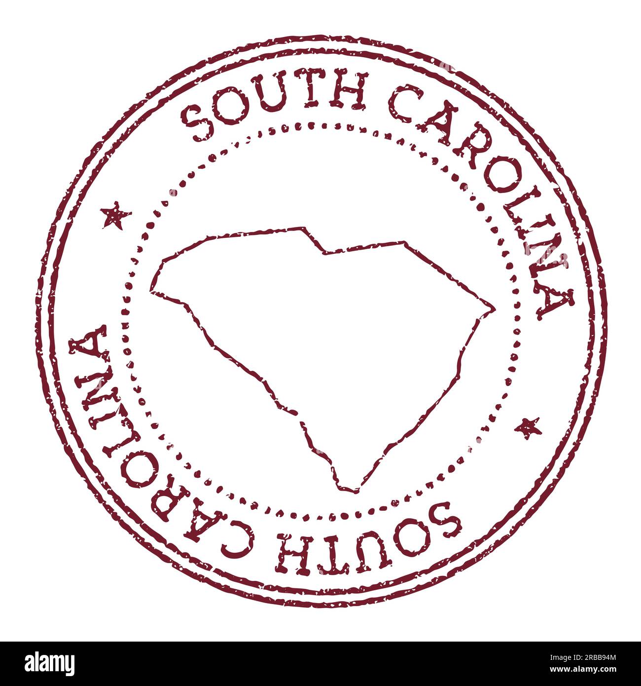 South Carolina round rubber stamp with us state map. Vintage red ...