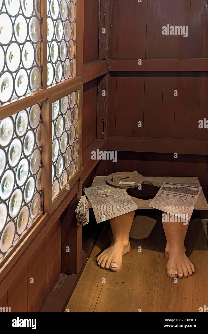 Reconstructed historical dry toilet in a medieval house, Museum ...