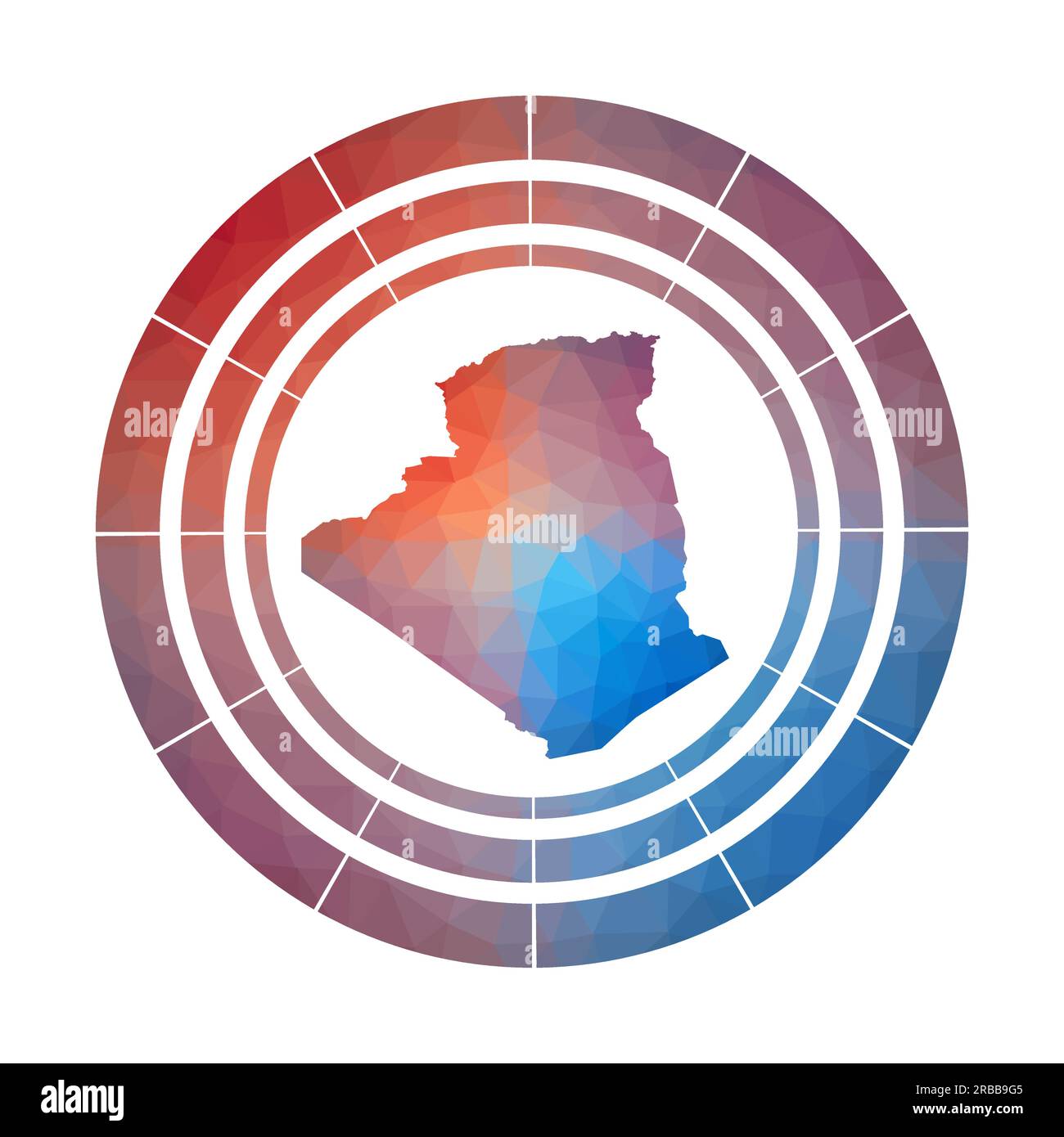 Algeria badge. Bright gradient logo of country in low poly style ...