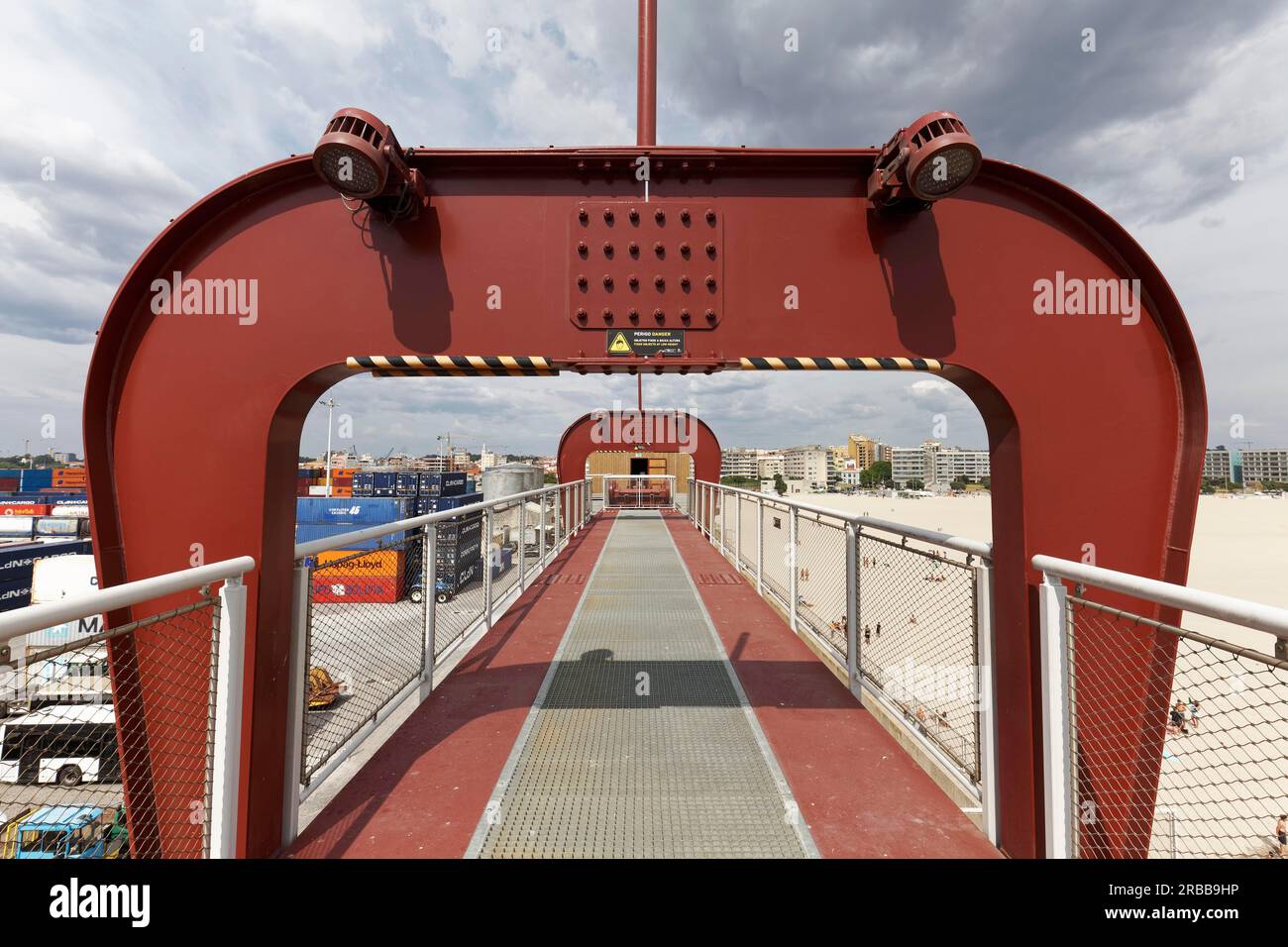 Historic crane Titan, walkway with railing on the 69 m long boom, 19th ...