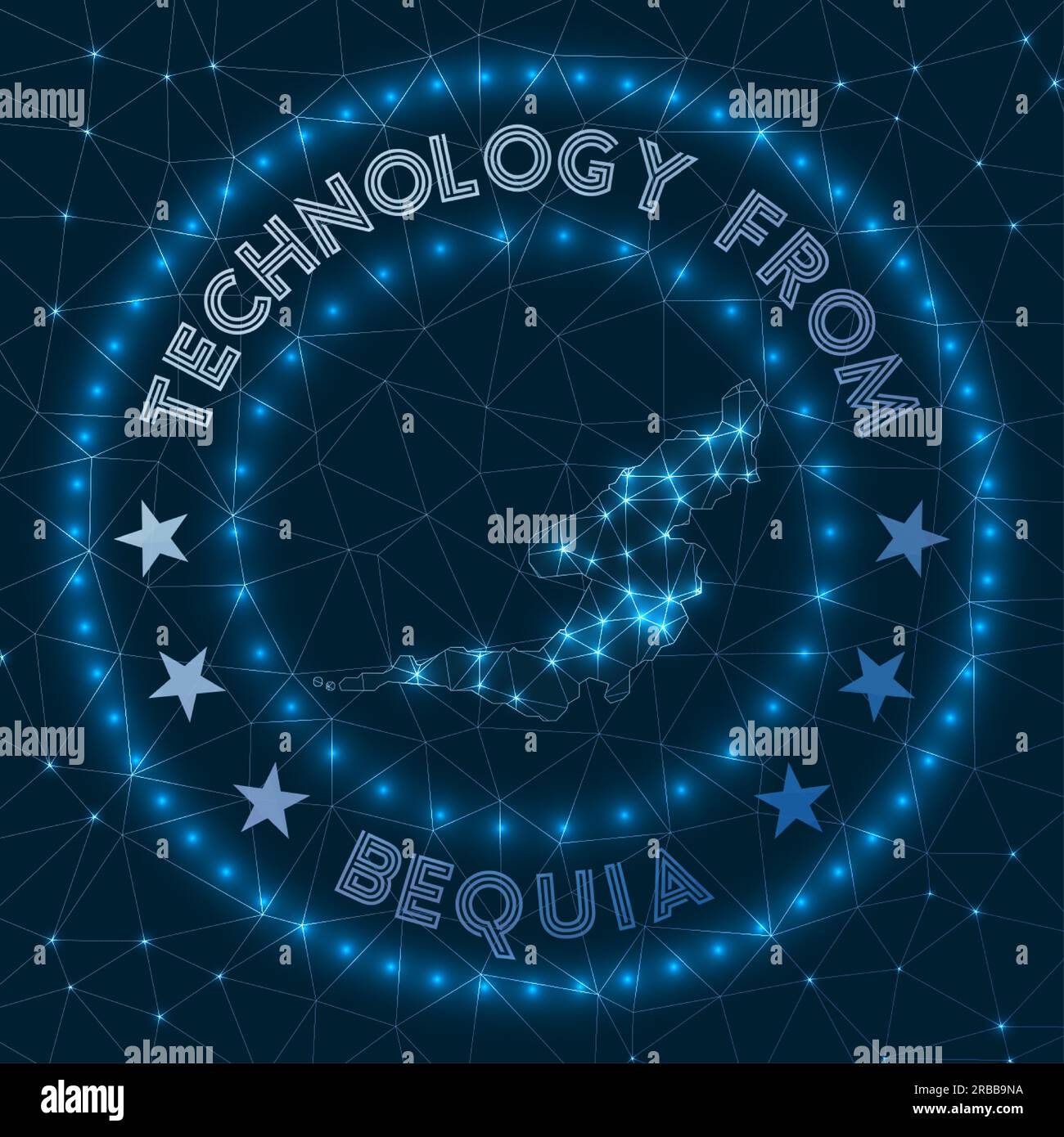 Technology From Bequia. Futuristic geometric badge of the island ...