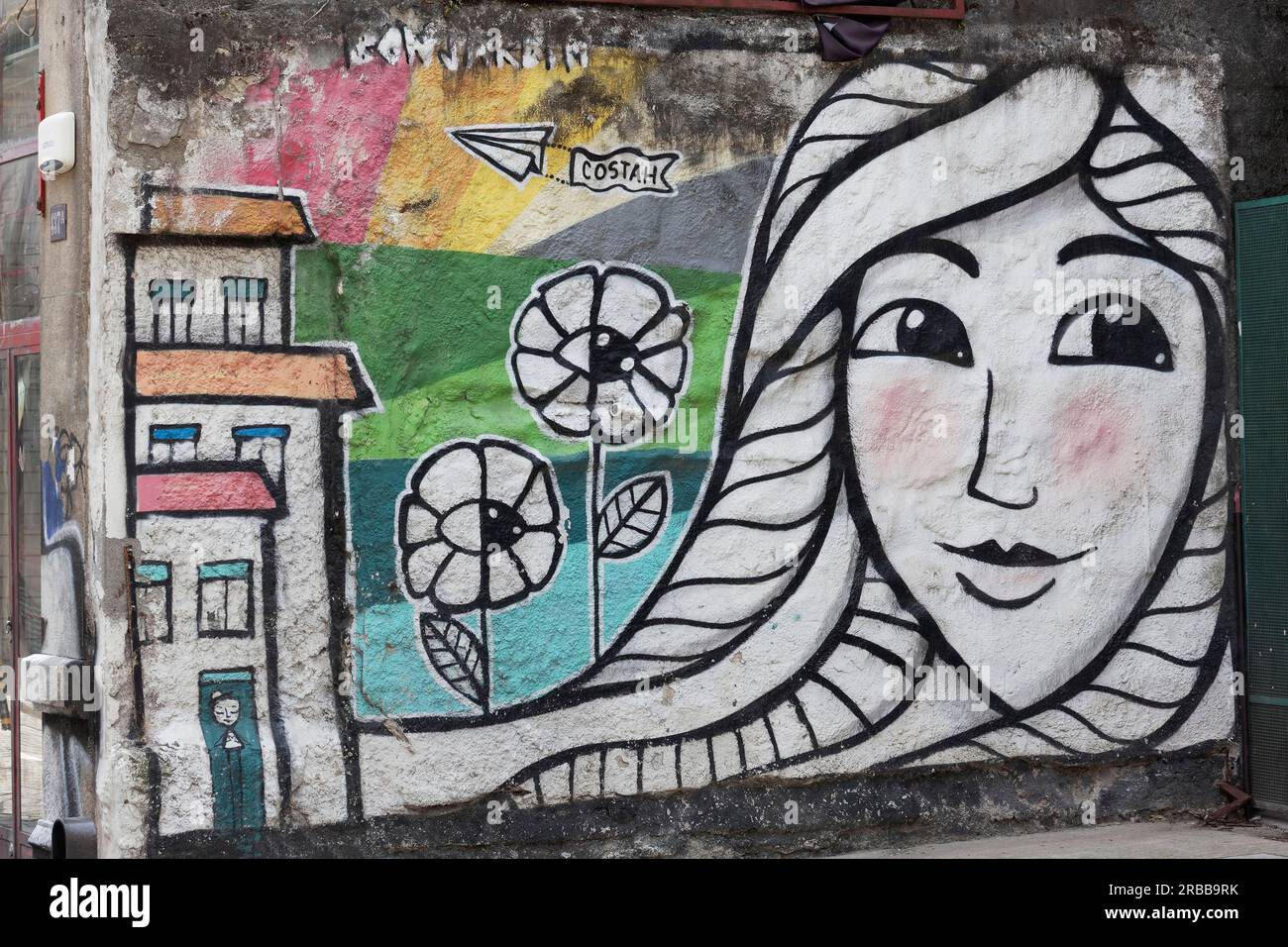 Mural, Girl with big eyes and friendly look, mural by street artist ...