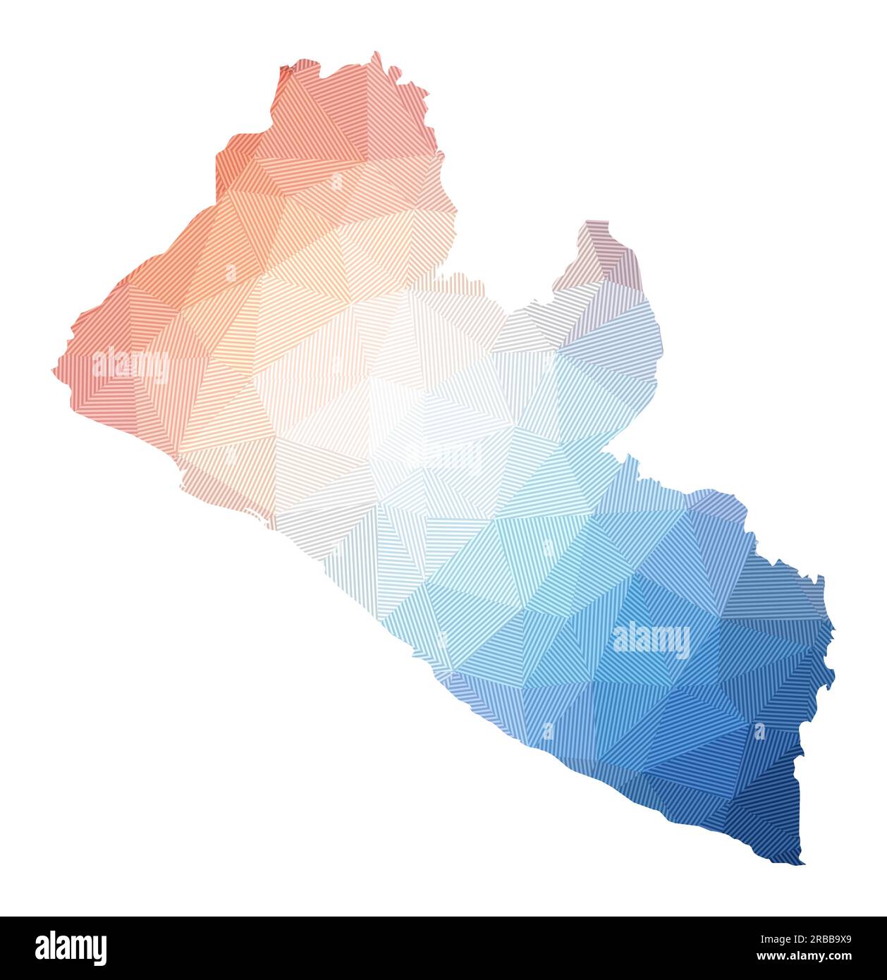 Map of Liberia. Low poly illustration of the country. Geometric design ...