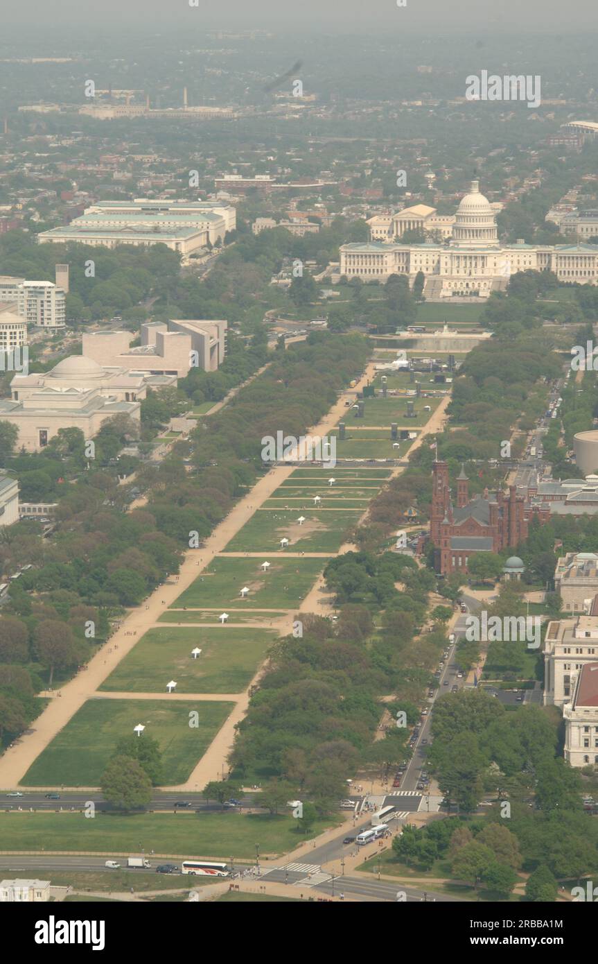 Aerial views of Washington, D.C. buildings, monuments, landscapes ...