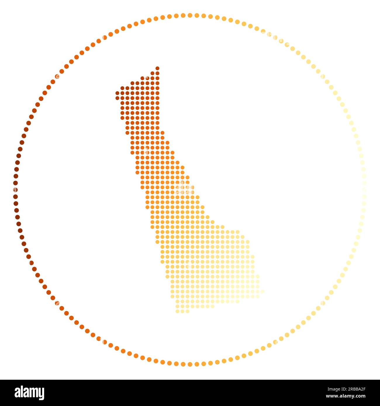 Delaware digital badge. Dotted style map of Delaware in circle. Tech ...