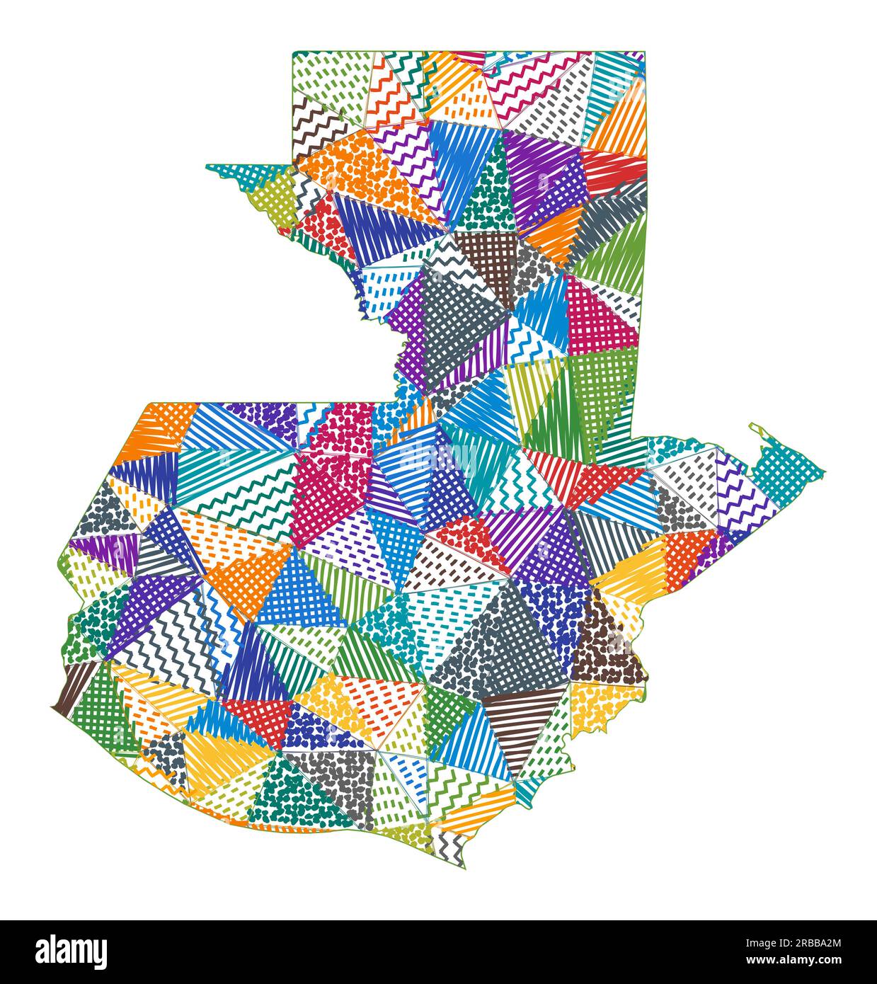 Kid style map of Guatemala. Hand drawn polygons in the shape of ...