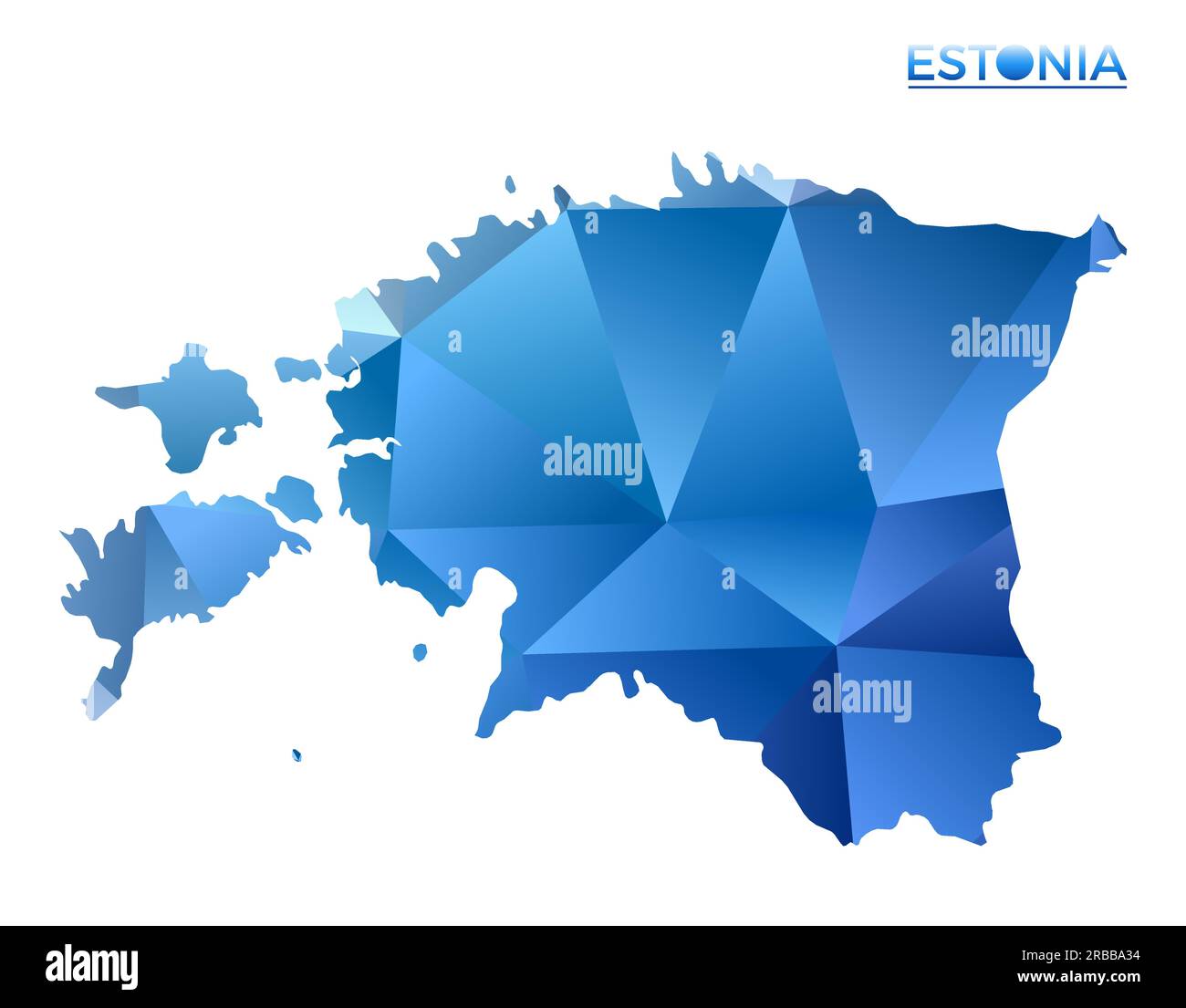 Vector polygonal Estonia map. Vibrant geometric country in low poly style. Cool illustration for ...