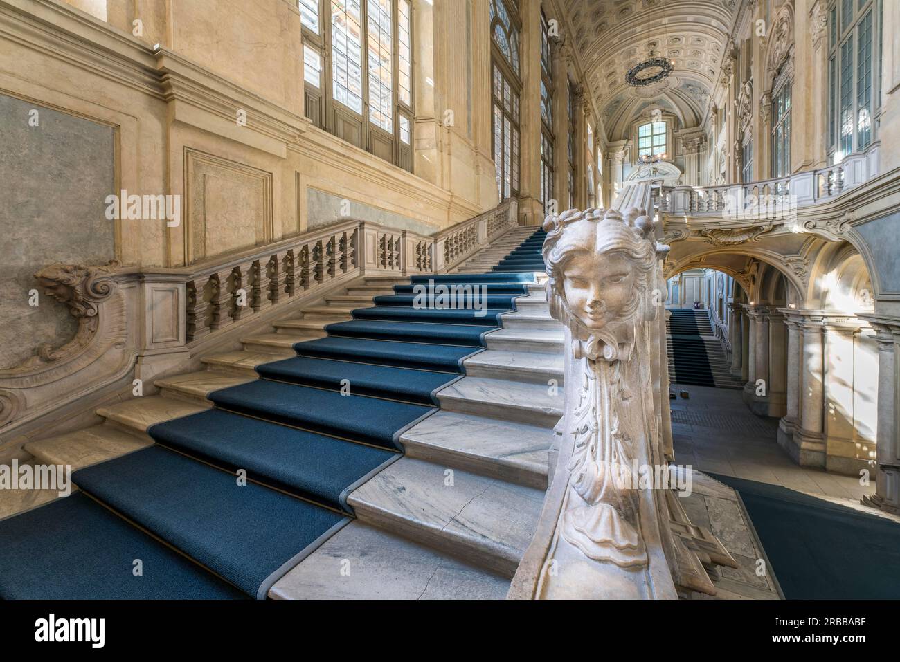 Staircase, stairwell Palazzo Madama, architect Filippo Juvarra, Baroque ...