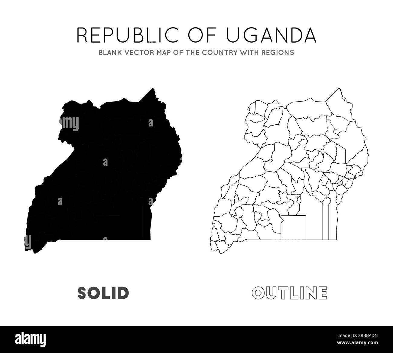 Uganda map. Blank vector map of the Country with regions. Borders of Uganda for your infographic ...