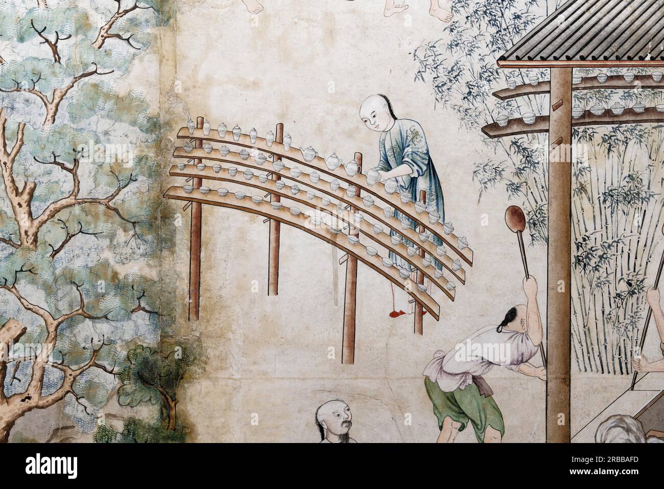 Chinese making porcelain, detail of Chinese wallpaper from the ...
