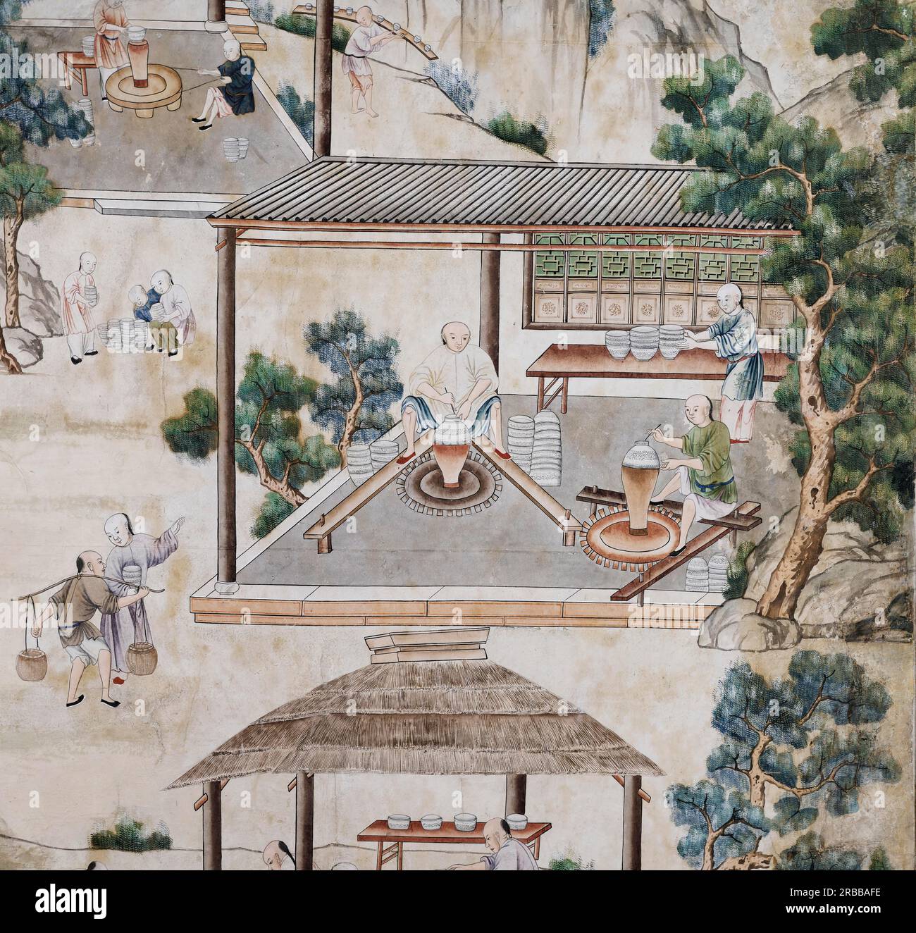 Chinese making porcelain, detail of Chinese wallpaper from the ...