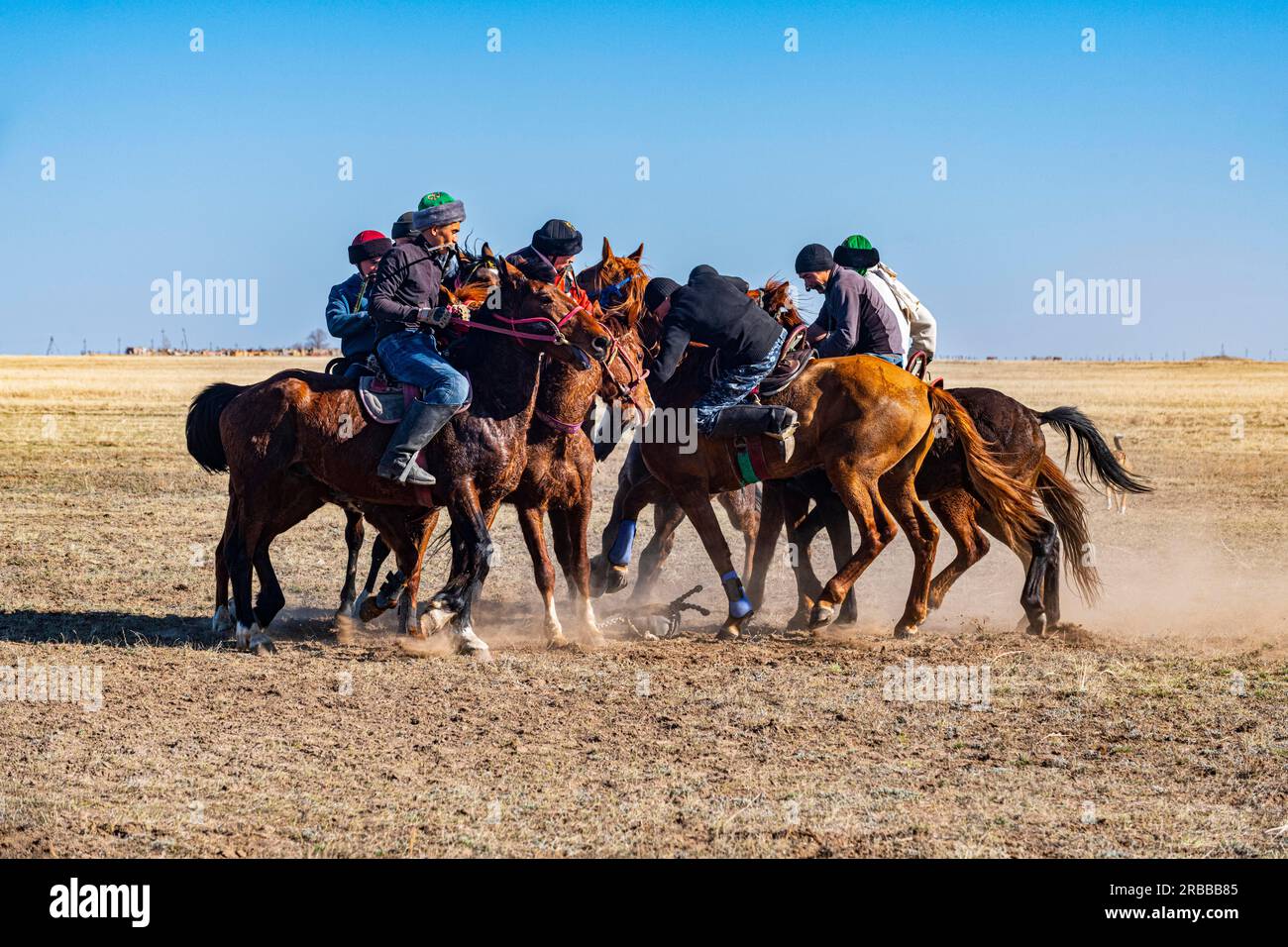 Men practising Kokpar, national horse game, Kazakhstan Stock Photo - Alamy