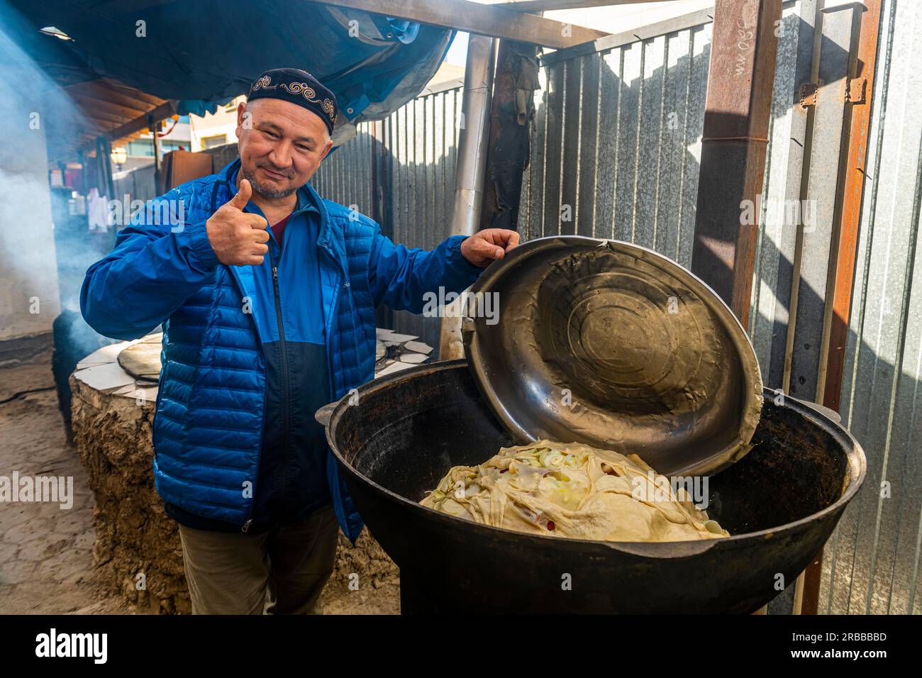 Giant feast for breaking the fast, Imangali Mosque, Atyrau, Caspean sea ...