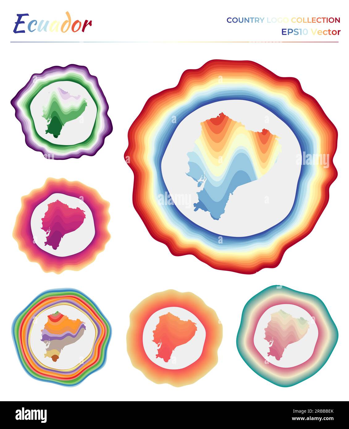 Ecuador logo collection. Colorful badge of the country. Layers around ...