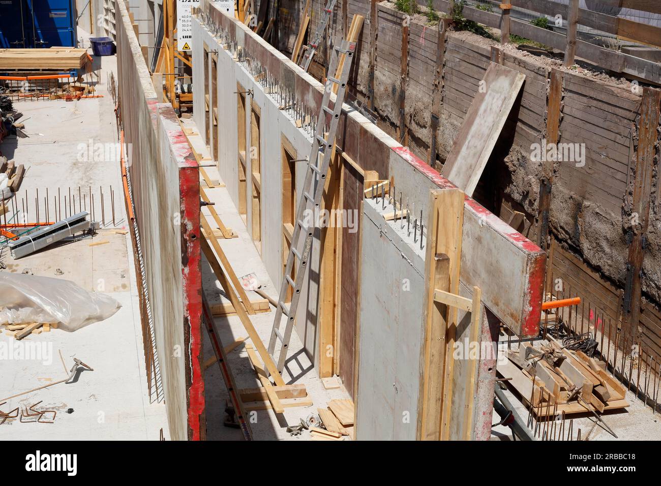Excavation pit, foundation of a residential building, construction site ...