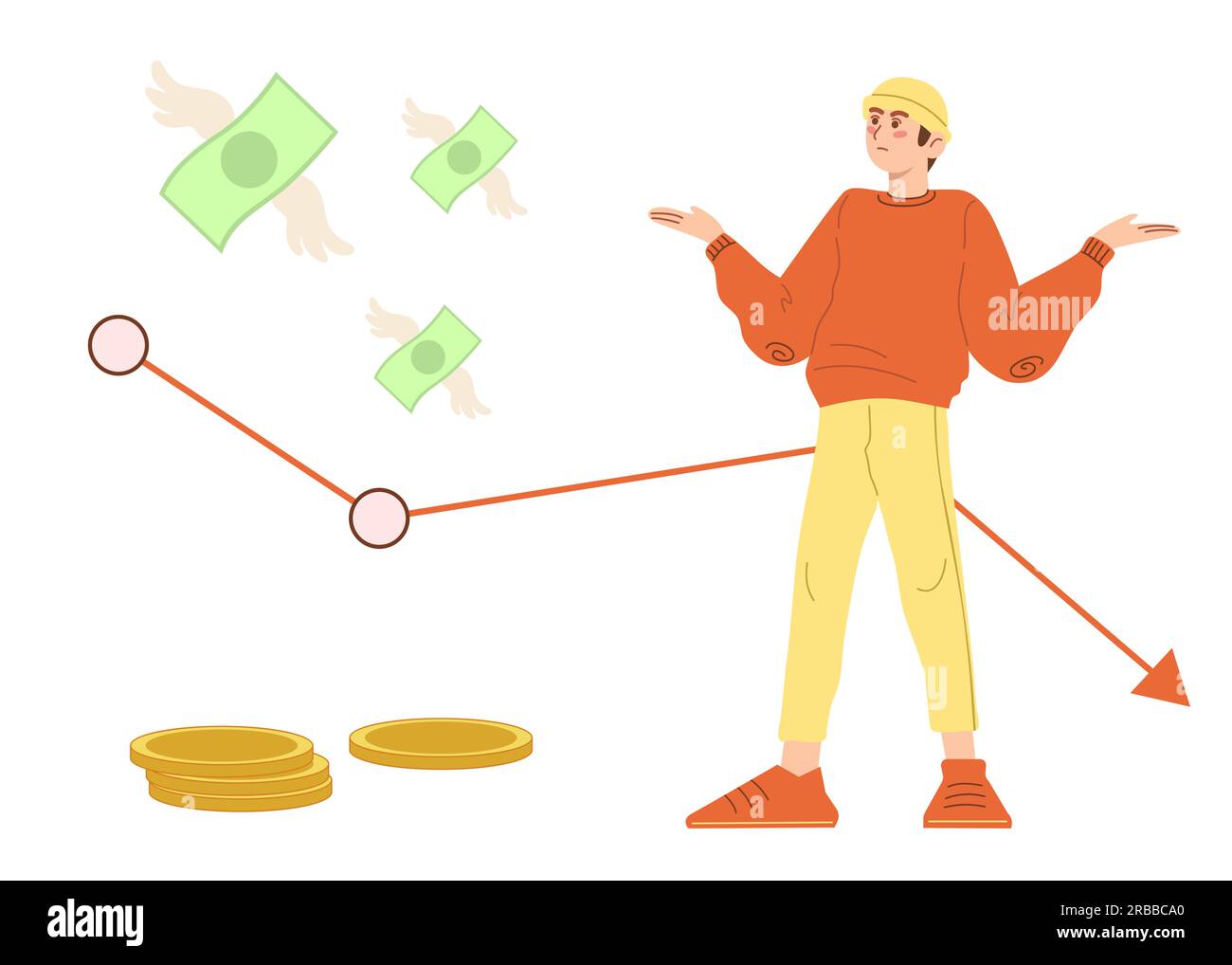 Financial problems and bankruptcy concept. Young sad depressed man ...