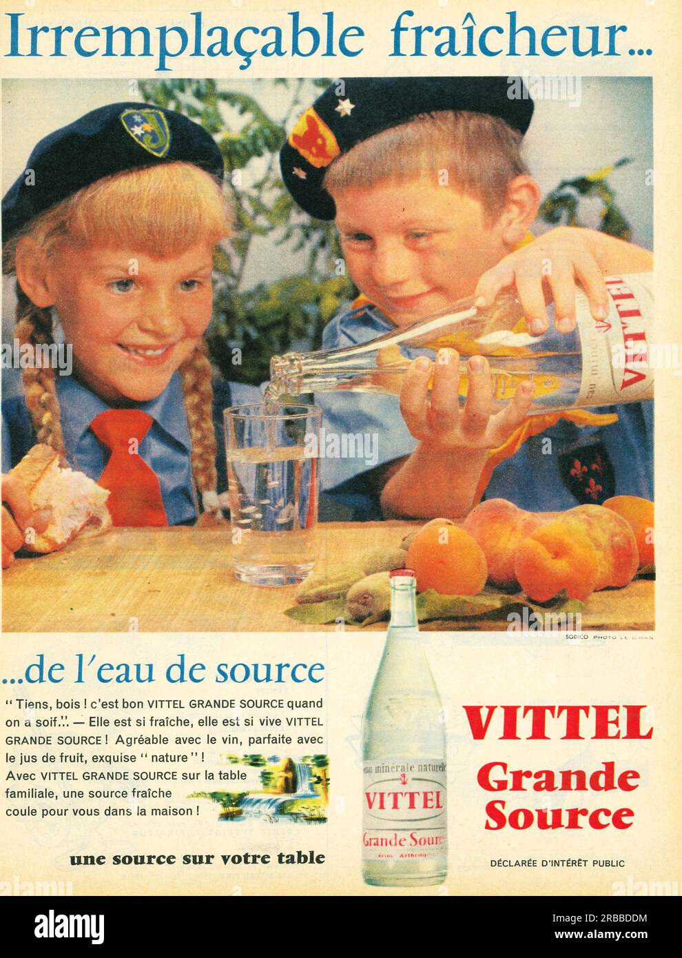 Vittel Grande Source Mineral Water French print ad, 1959 Stock Photo ...