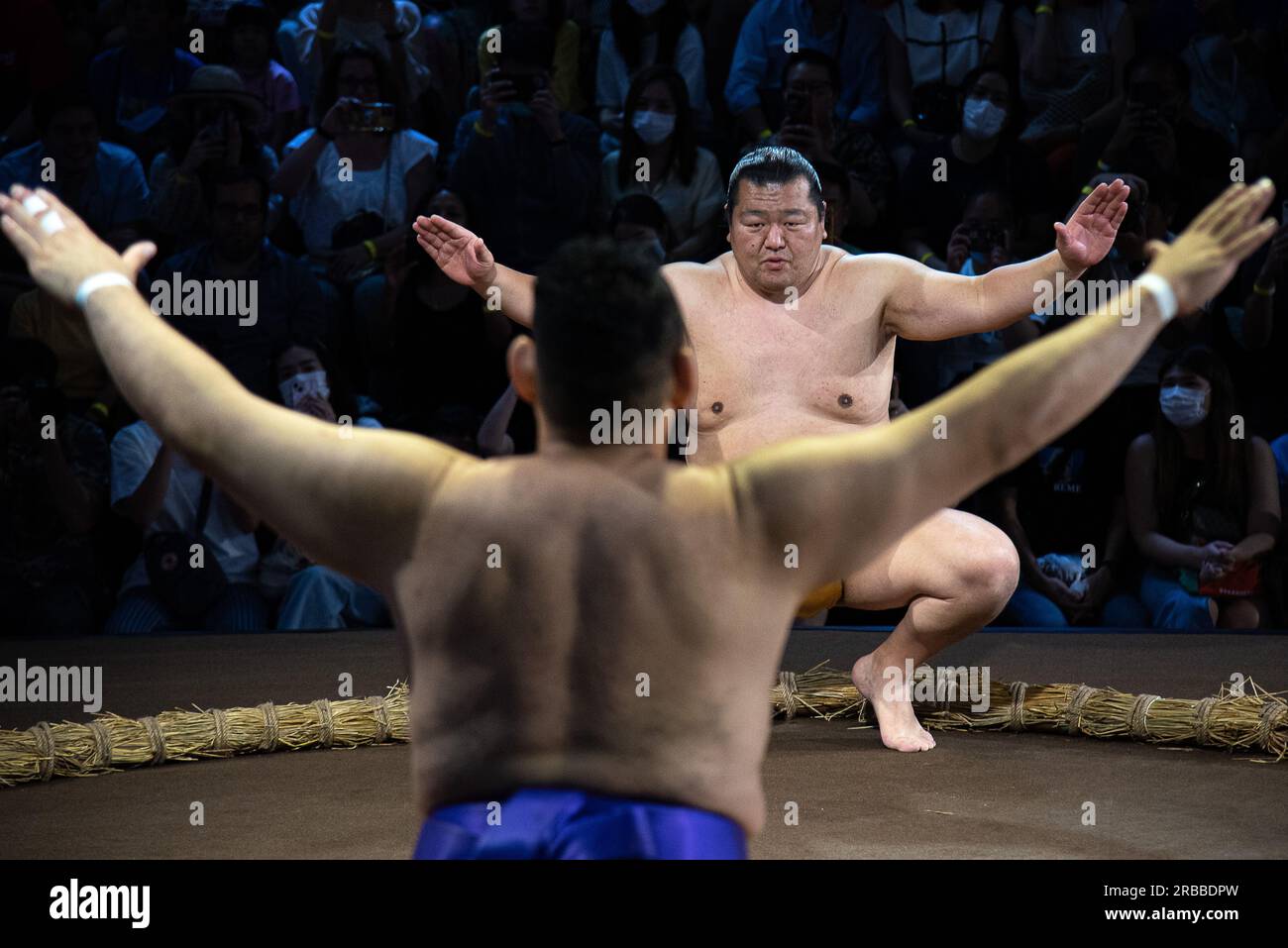Bangkok, Thailand. 08th July, 2023. Former Japanese Sumo wrestlers ...