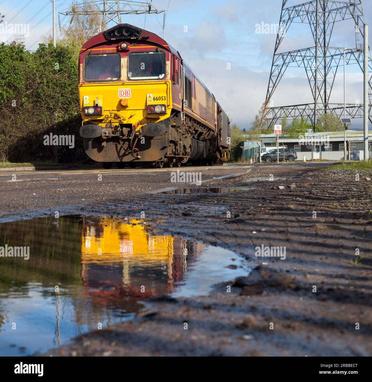 Db Cargo Rail Class 66 Diesel Locomotive 66053 Hauling A Freight Train