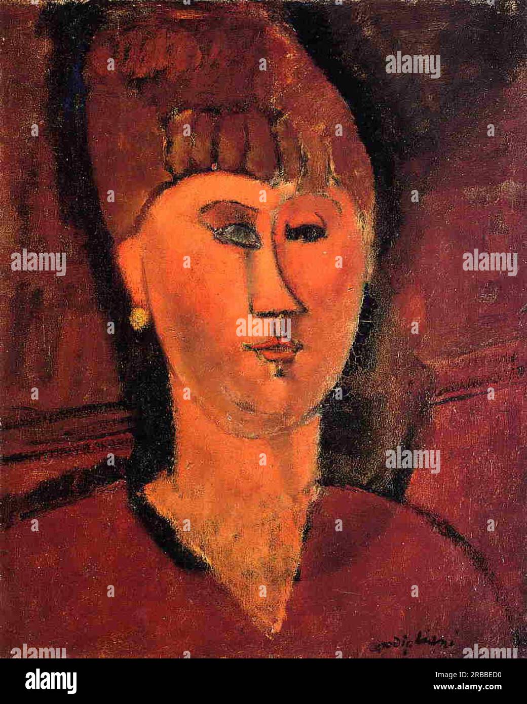 Head of Red-haired Woman 1915; Paris, France by Amedeo Modigliani Stock ...