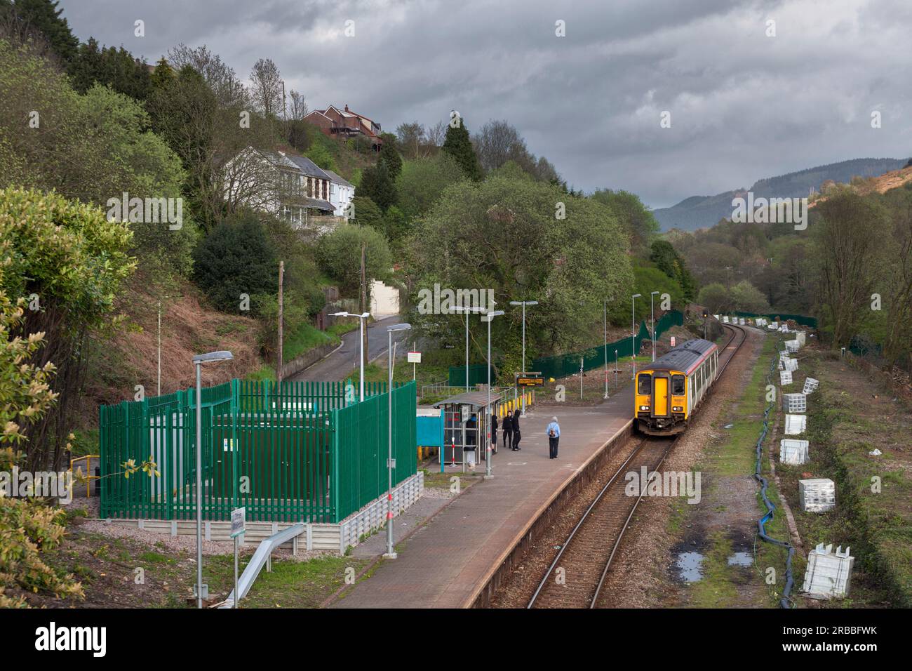 Transport For Wales class 150 sprinter train calling at Dinas Rhondda ...