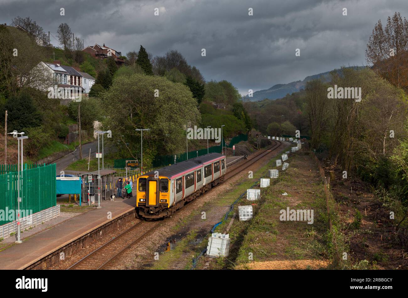 Transport For Wales class 150 sprinter train calling at Dinas Rhondda ...