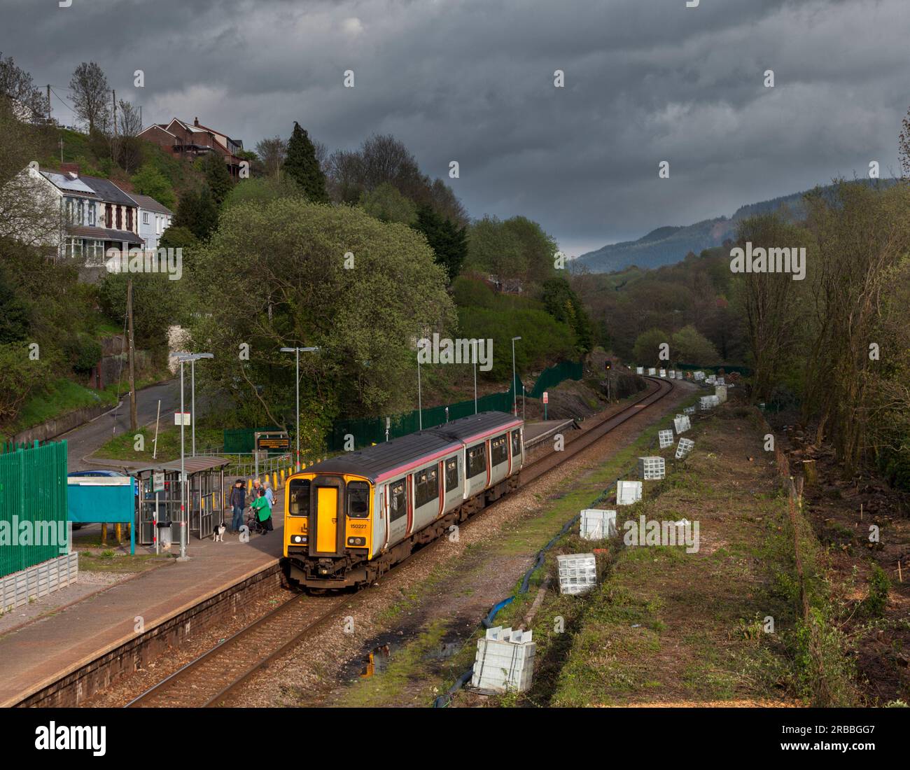 Transport For Wales class 150 sprinter train calling at Dinas Rhondda ...