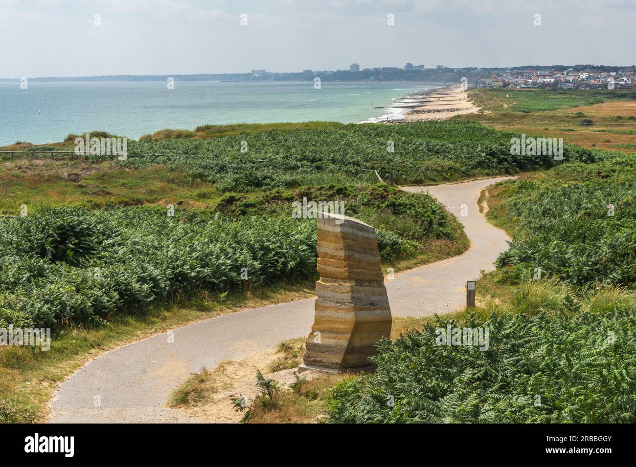 Hengistbury Head, UK - July 1st 2023: The rammed earth sculpture sculpture Layers of Bournemouth ...