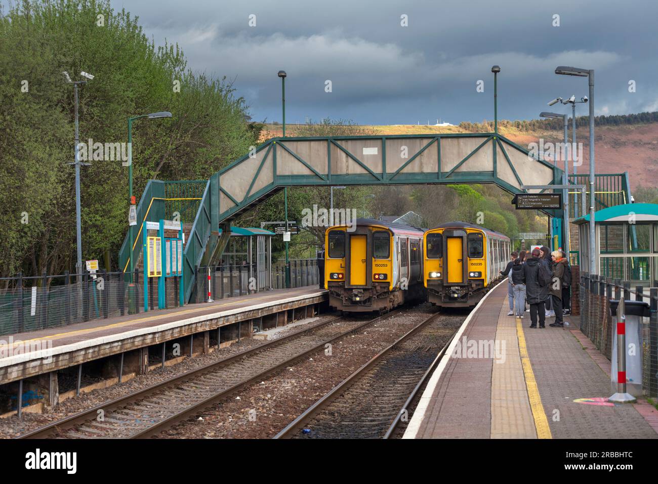2 Transport For Wales class 150 sprinter trains passing in the passing ...