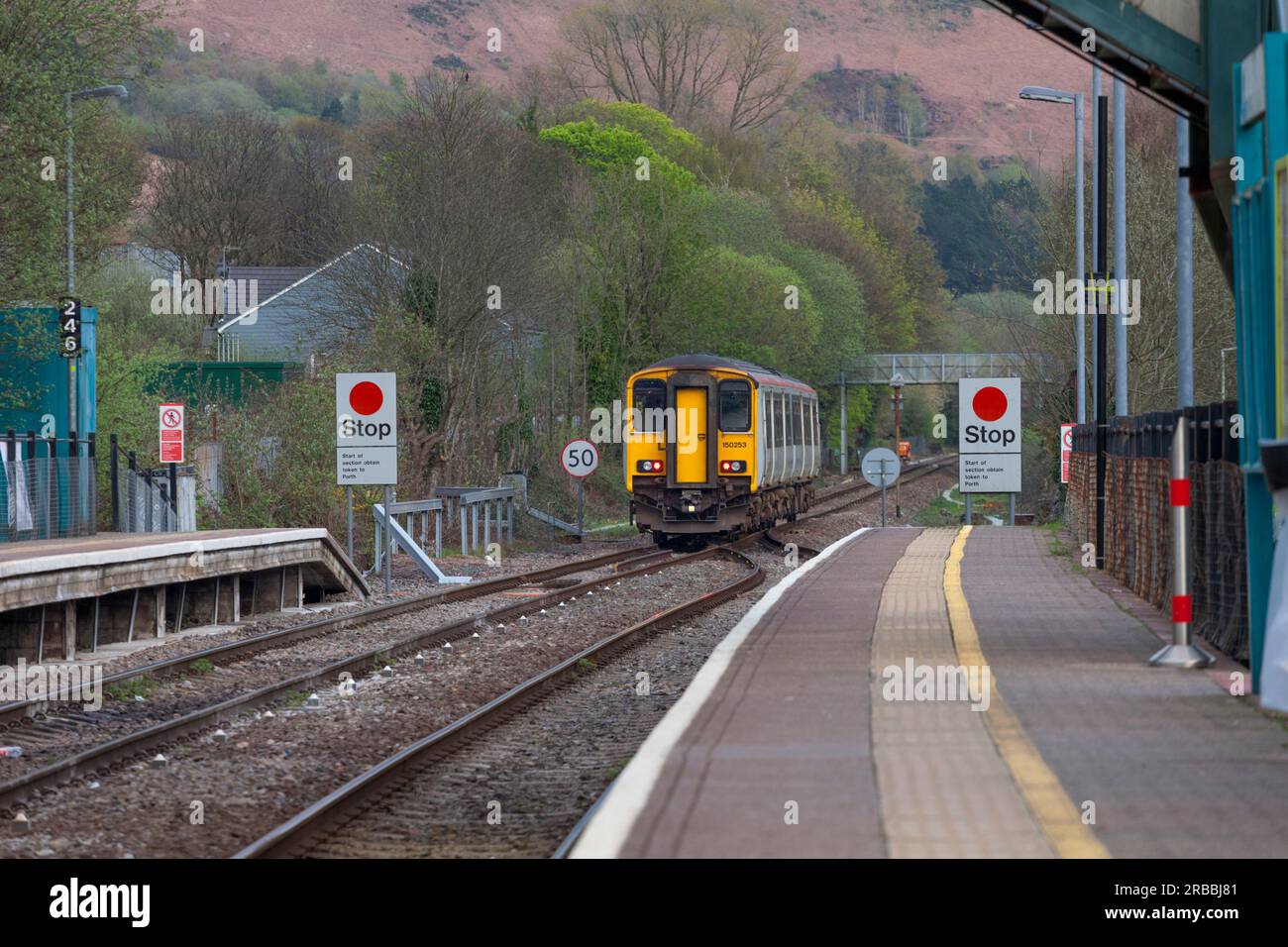 Transport For Wales class 150 sprinter train departing the passing loop ...