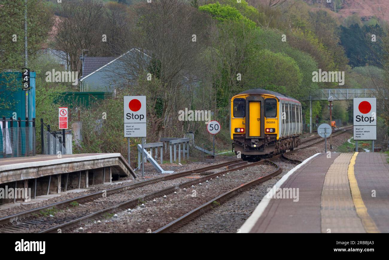 Transport For Wales class 150 sprinter train departing the passing loop ...