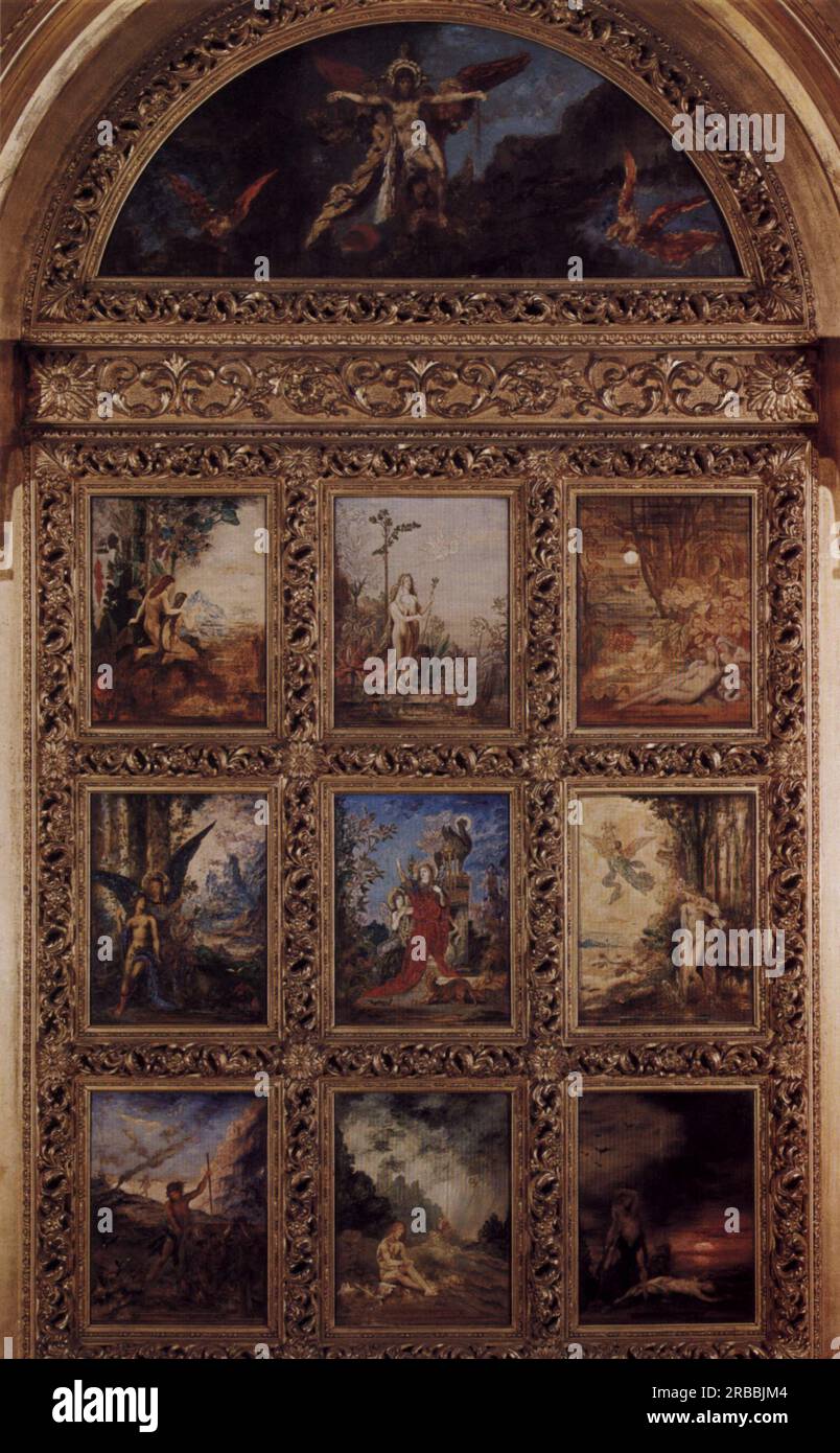 Humanity: The Golden Age depicting three scenes from the lives of Adam ...