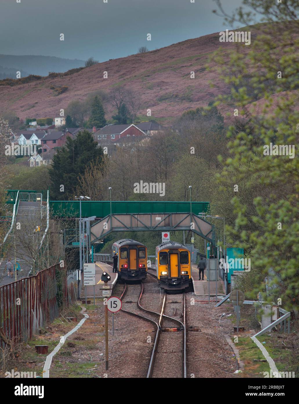 2 Transport For Wales class 150 sprinter trains passing in the passing ...