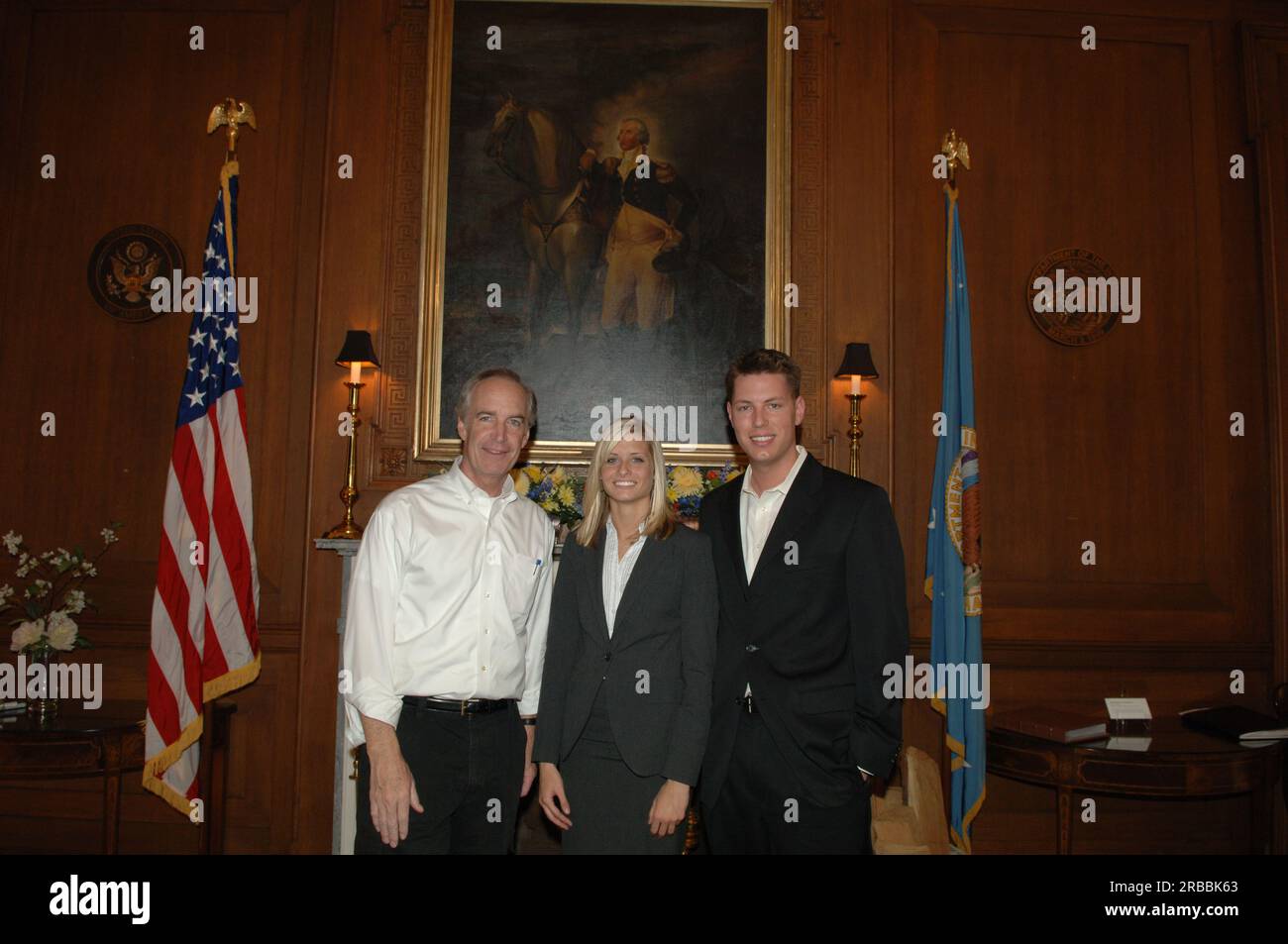 Secretary Dirk Kempthorne at Main Interior with Justin Kintz, Special Assistant for External and ...