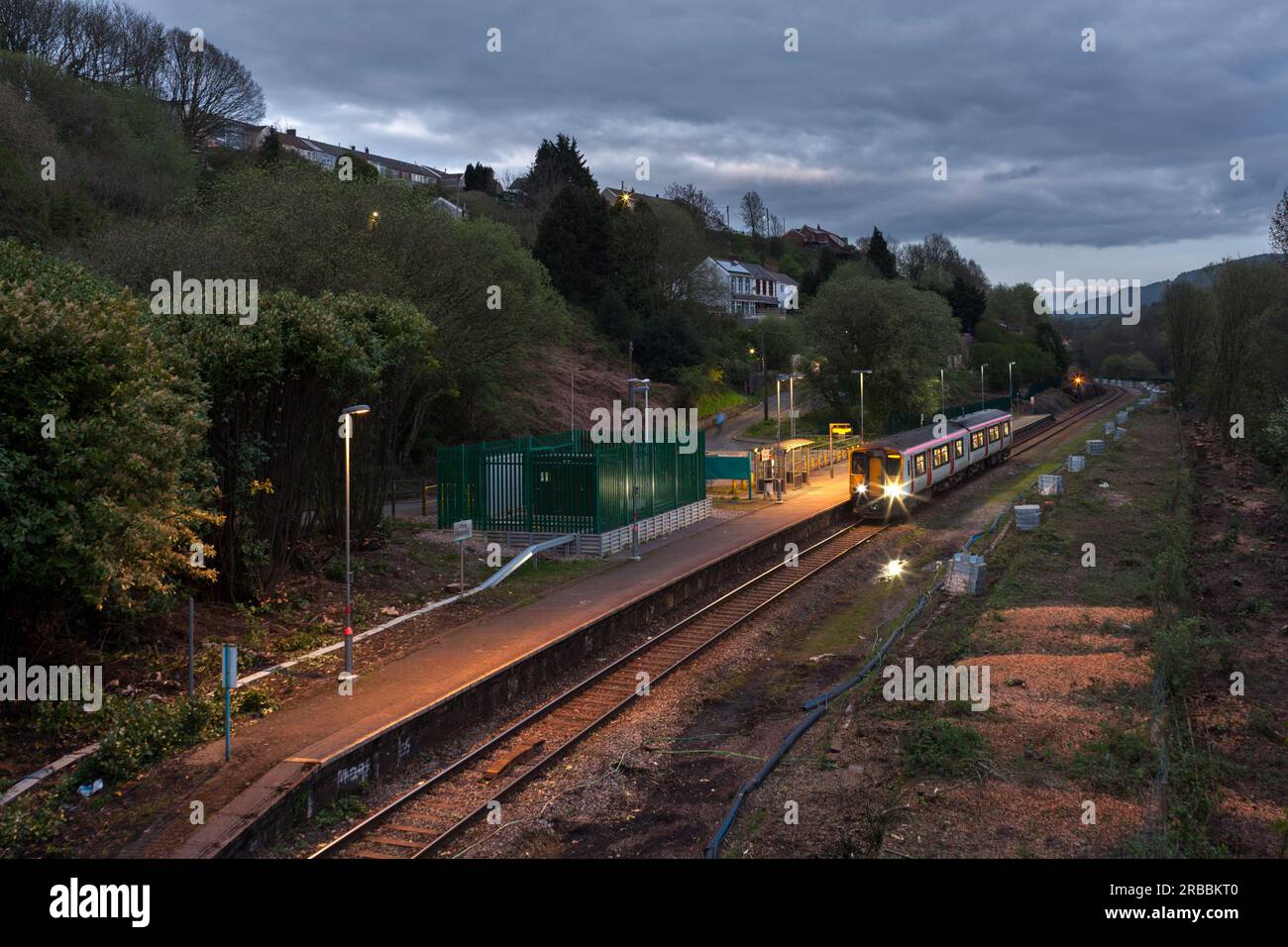 Transport For Wales class 150 sprinter train calling at Dinas Rhondda ...