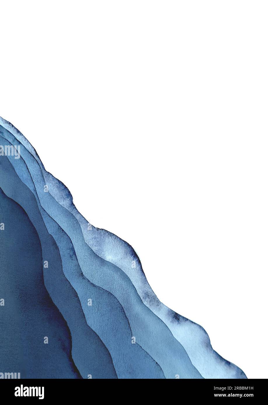 Watercolor sea ocean wave navy blue colored background. Watercolour ...