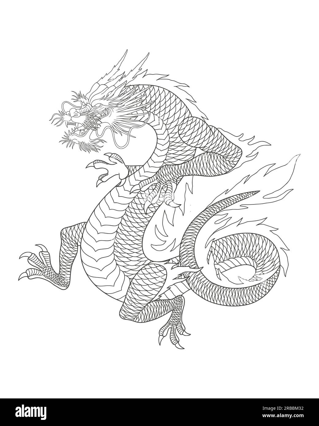 Japanese Dragon Outline Drawing