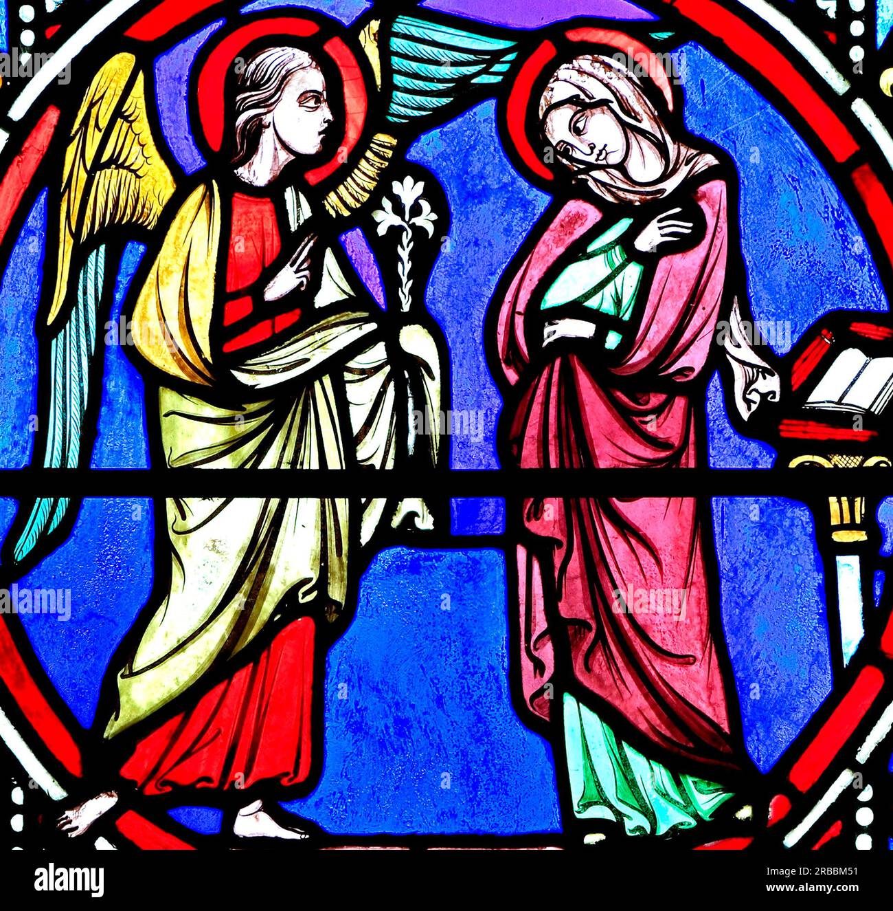 Nativity Window, stained glass by Oudinot of Paris, 1861, Feltwell Church, Norfolk, Annunciation ...