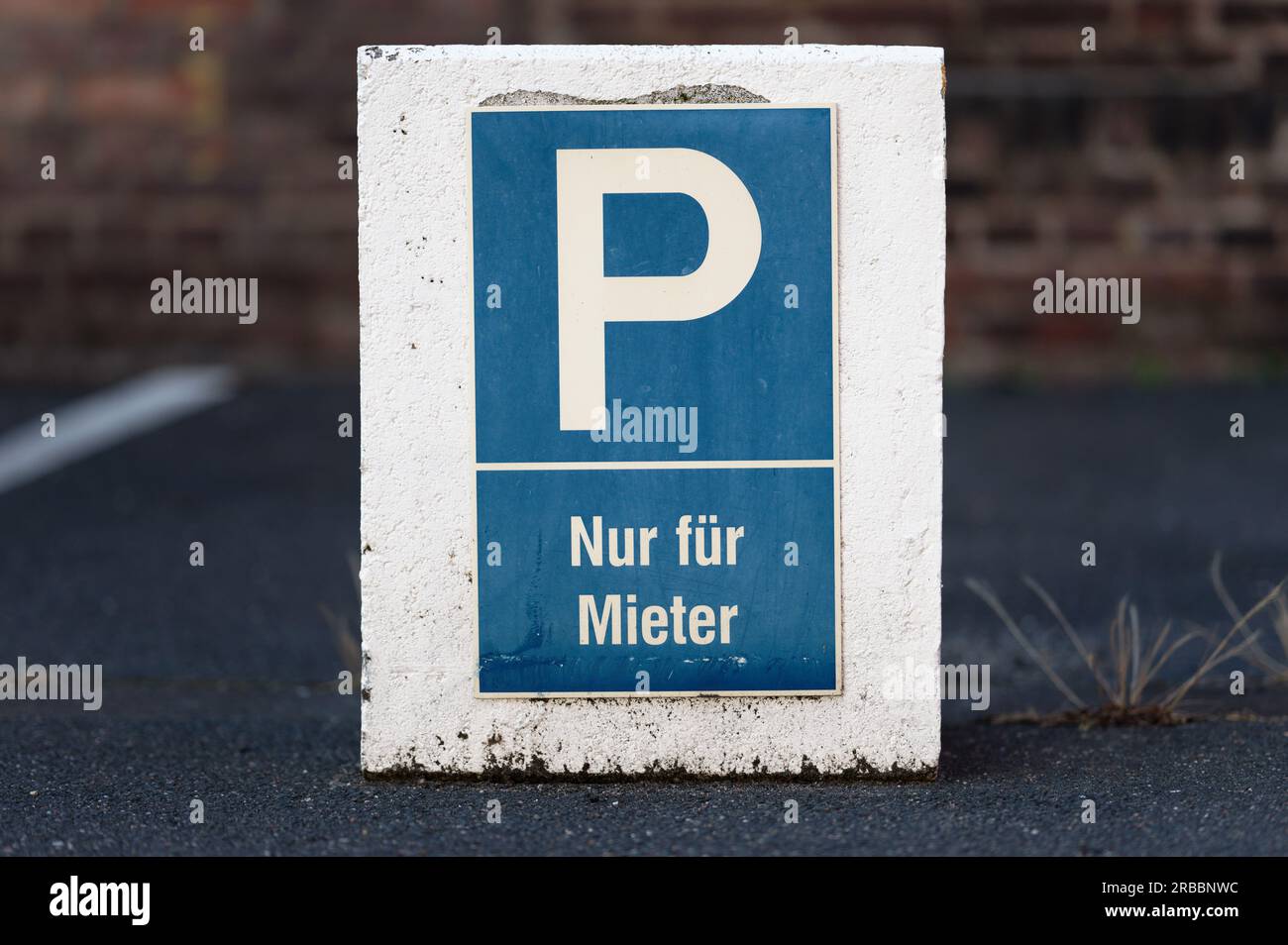 white-blue sign with german lettering -parking for tenants only Stock ...
