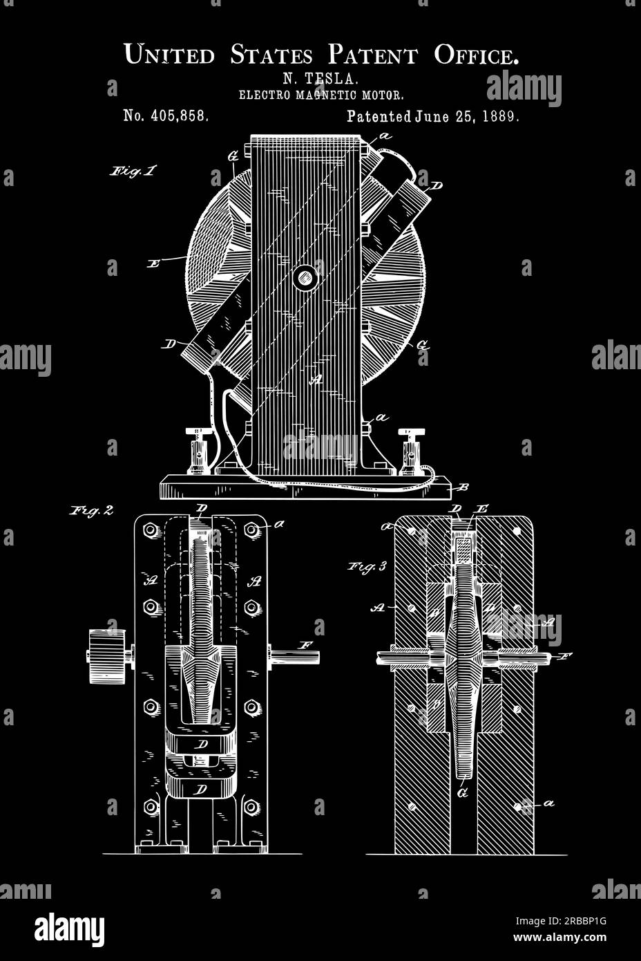 A stunning print of Nikola Tesla Electro Magnetic Motor 1890 patent ... A stunning print of Nikola Tesla Electro Magnetic Motor 1890 patent ...