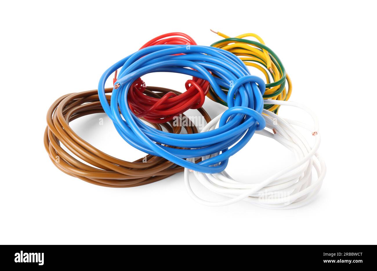 Different new electrical wires isolated on white Stock Photo - Alamy