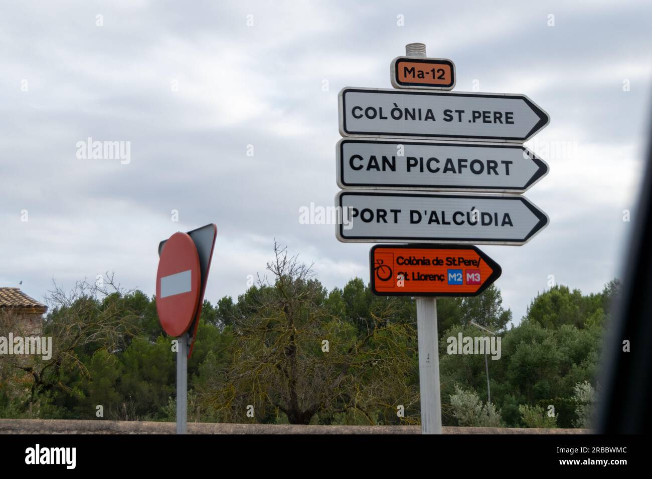 Northern Mallorca island road signs, Can Picafort, Port D'Alcúdia ...