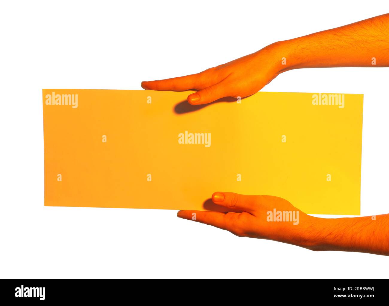 Man holding flyer on white background, closeup and space for text ...
