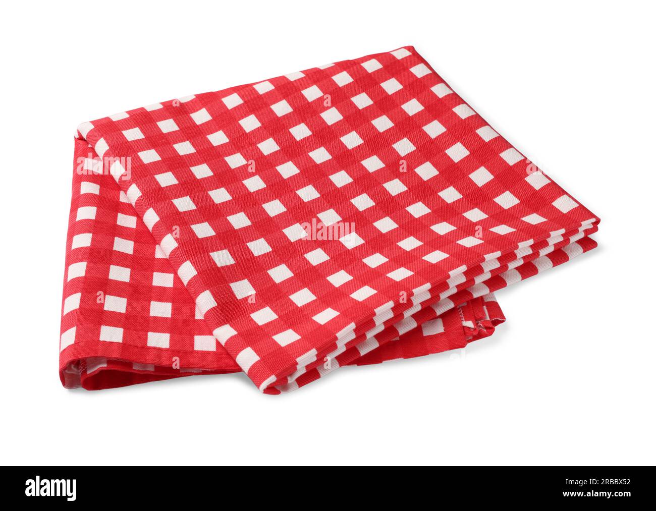 New red checkered tablecloth on white background Stock Photo - Alamy